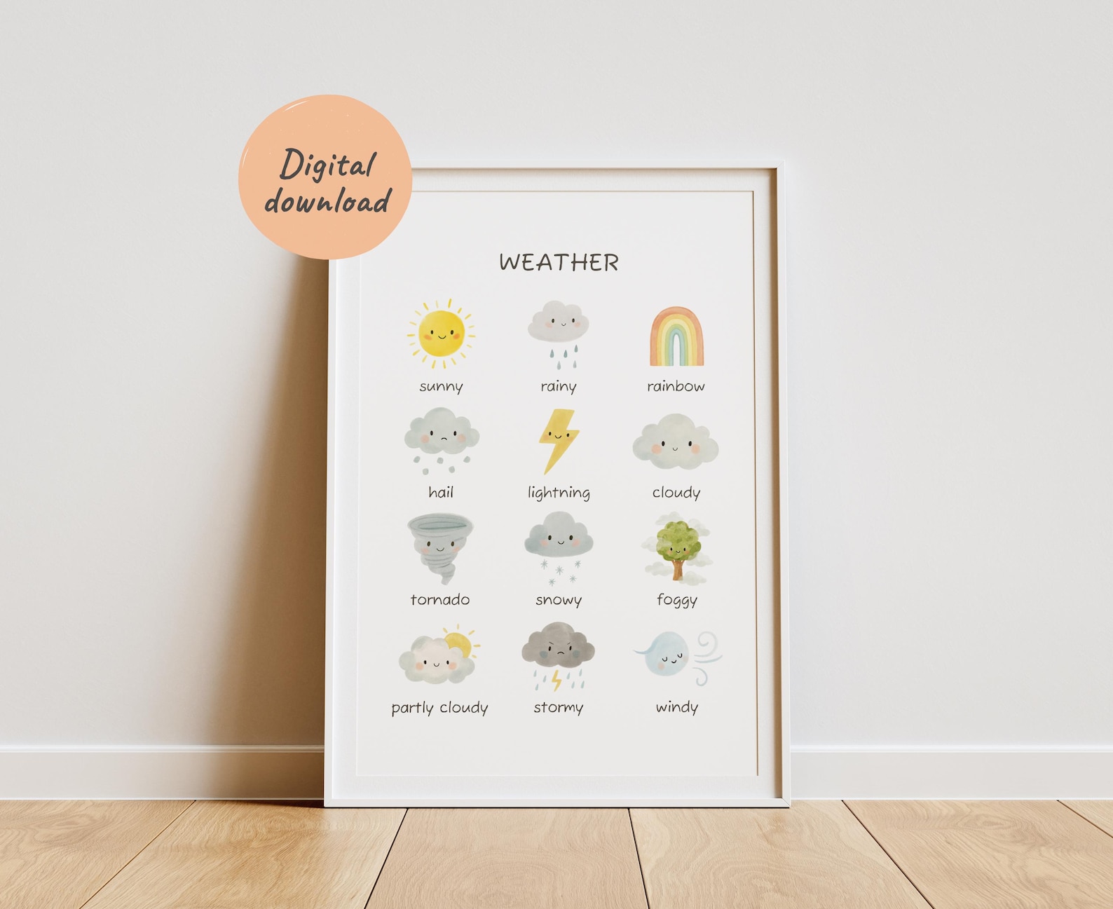 Weather Poster, Weather Chart, Montessori Printable, Weather Print ...