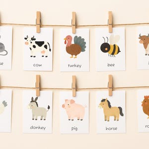 20 Farm Animal Flashcards, Montessori Toddler Cards, First Words ...