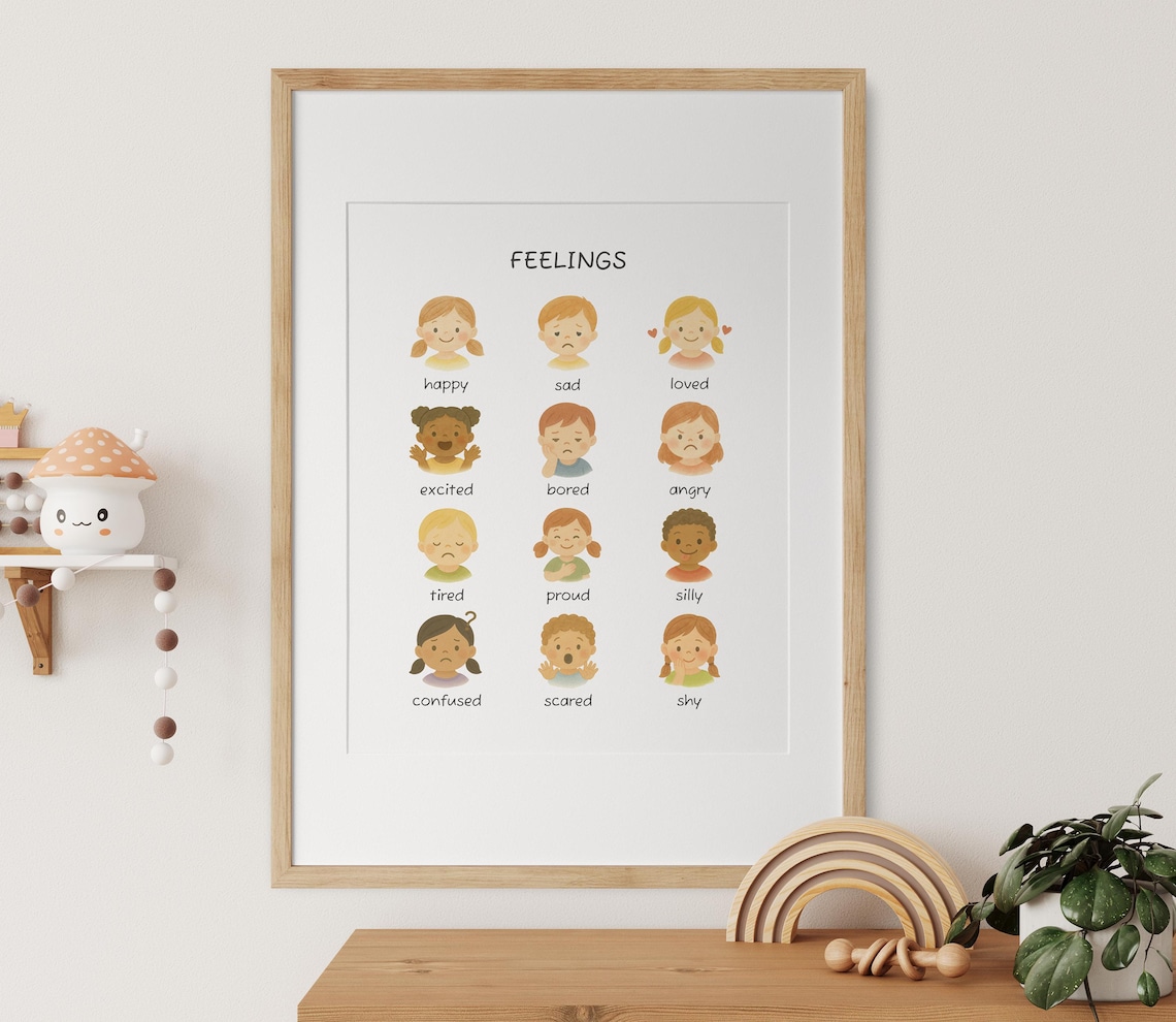 Feelings Chart for Kids, Emotions Poster, Calm Corner Printable ...