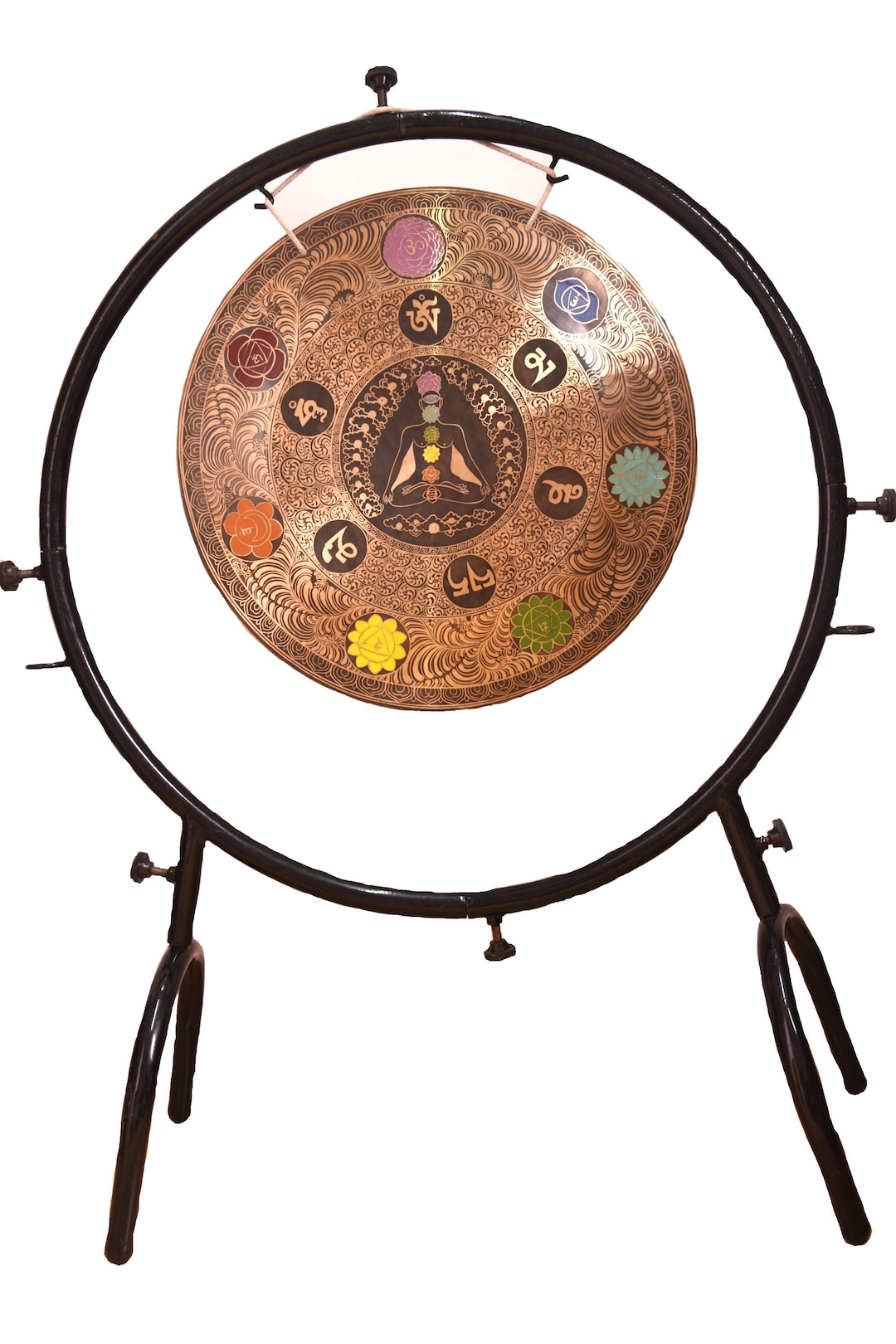 52 Cm Seven Chakra Gong 7 Metal Handmade Nepal Sound Healing Meditation ...