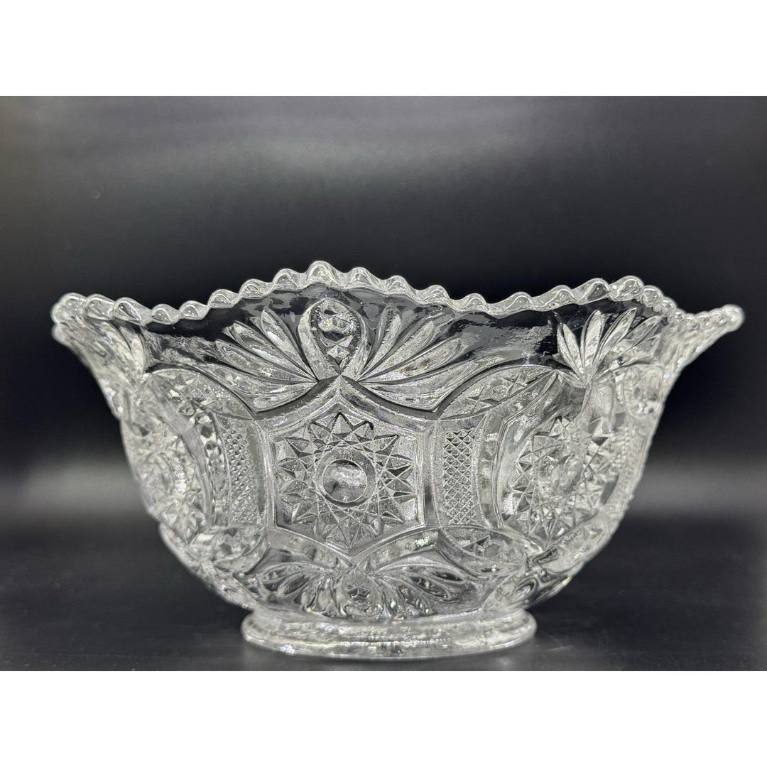 EAPG Imperial Glass Line 343 BLAZE Clear Large Berry Bowl 8" W Flared ...