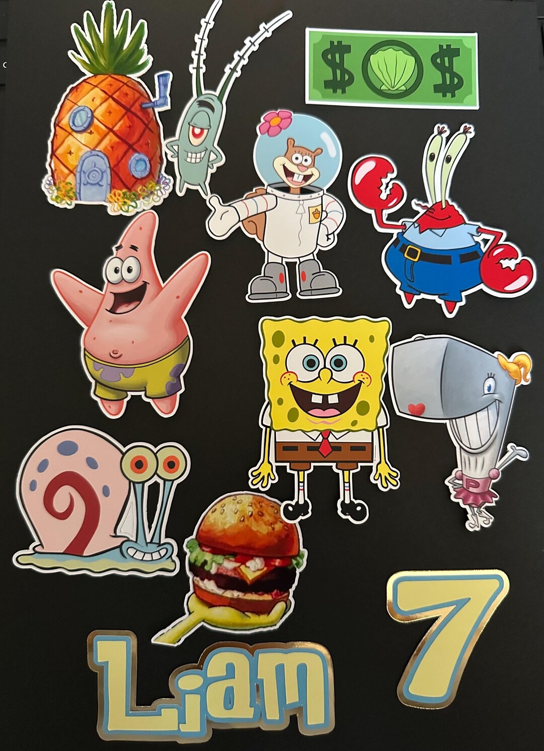 Personalized Sponge Theme Cake Topper Set - Etsy