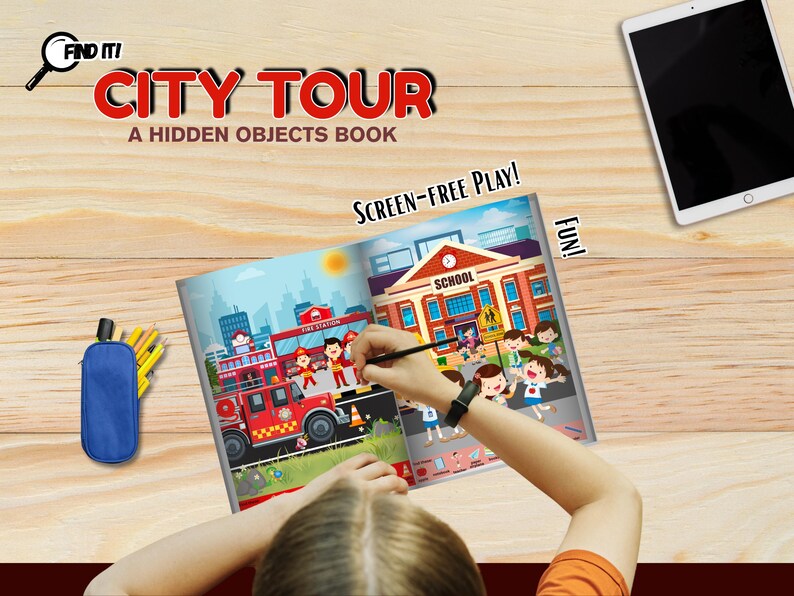 Hidden Object City Tour Printable Puzzle Book: Kids Travel Activity ...