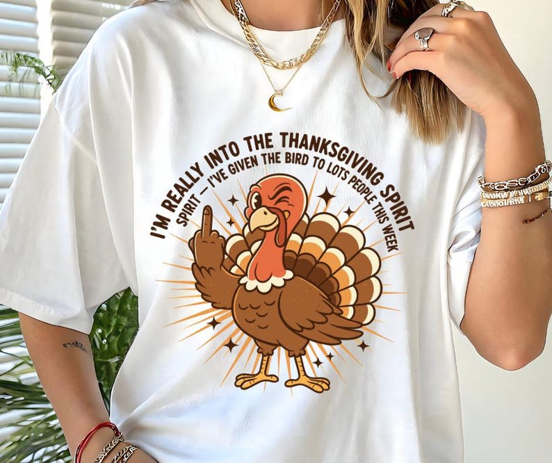 Funny Turkey Thanksgiving Shirt, Middle Finger Turkey SVG, Sarcastic ...