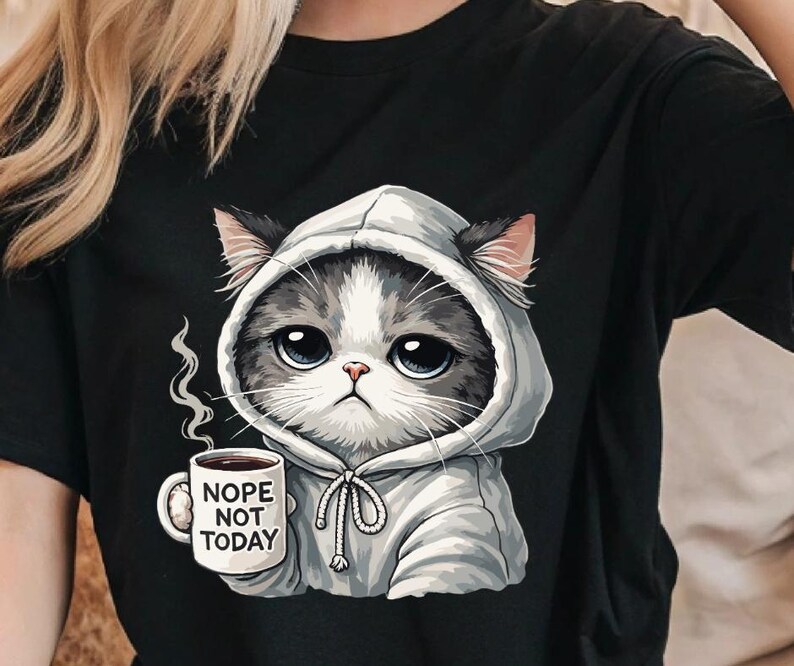 Grumpy Cat Hoodie SVG PNG | Nope Not Today Cat Coffee Design | Funny ...