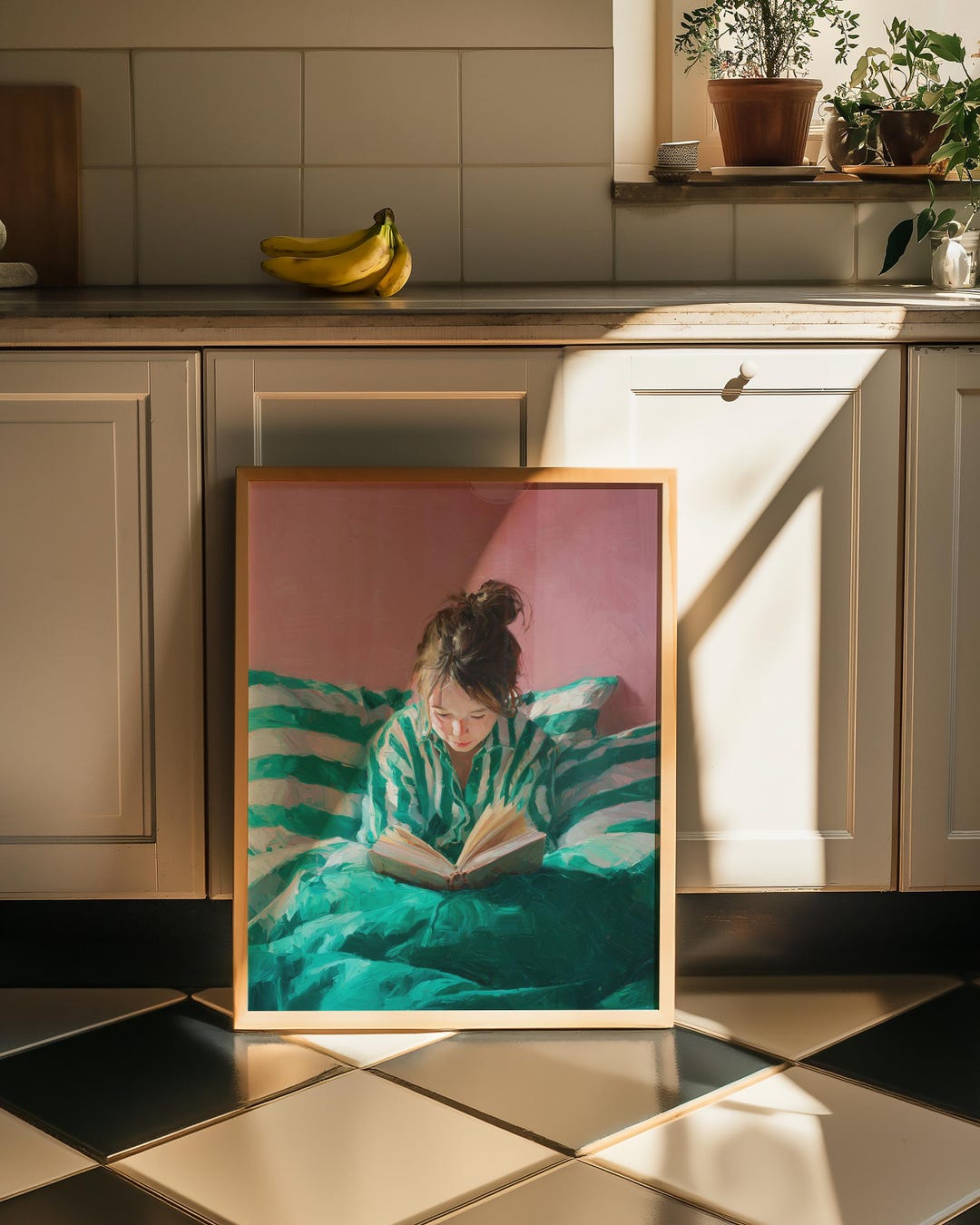 Book Worm Girl | Book Lovers Print | Young Girl in Bed With Novel Wall ...
