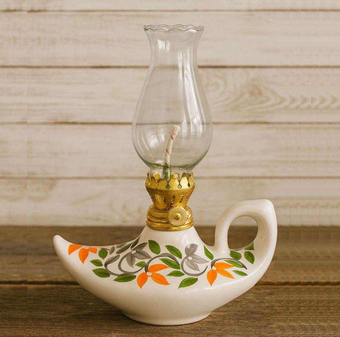 Hand-painted Turkish Ceramic Oil Lamp : Aladdin Style Vintage - Etsy