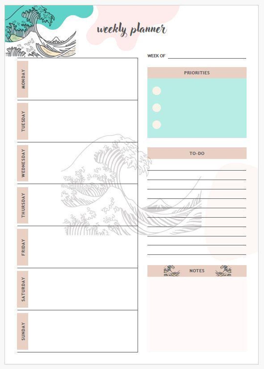 Weekly Planner, Printable Weekly Schedule, Home Weekly Schedule, to Do ...