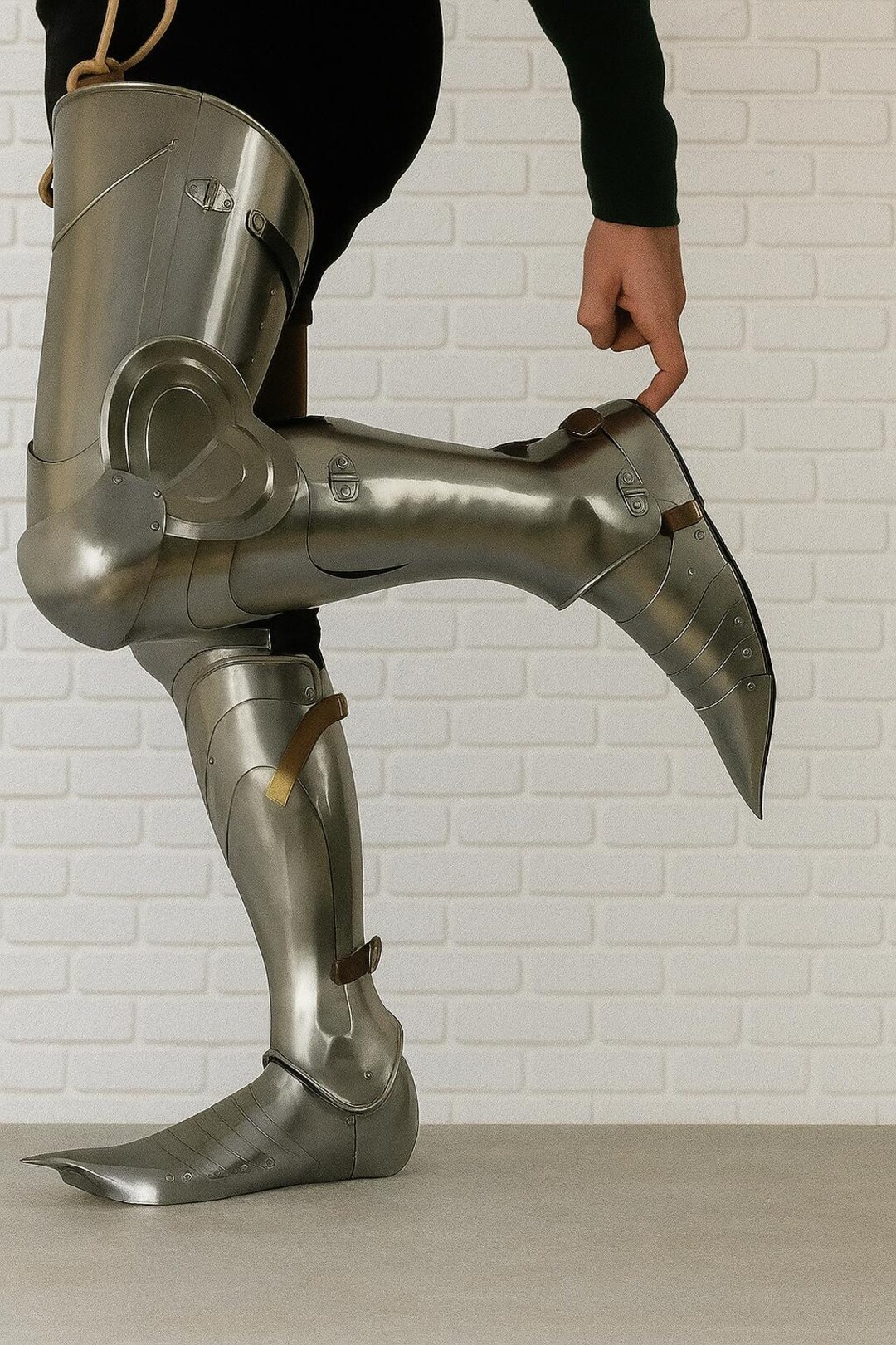 Medieval Greaves Leg Guard With Shoes Knight Armor 18 Guage Steel LARP ...