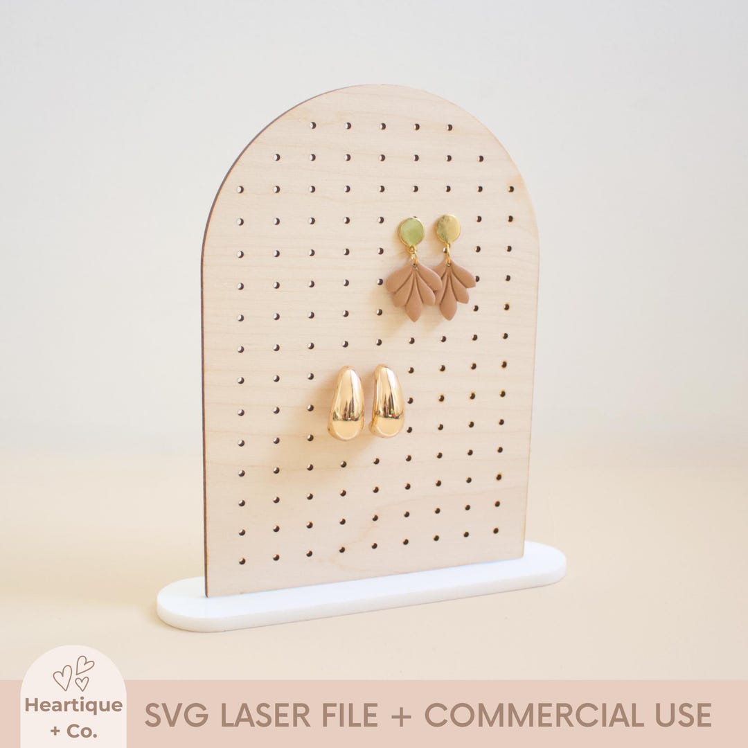 Arch Earring Stand | SVG File for Laser Cutting| Curved Earring Holder ...