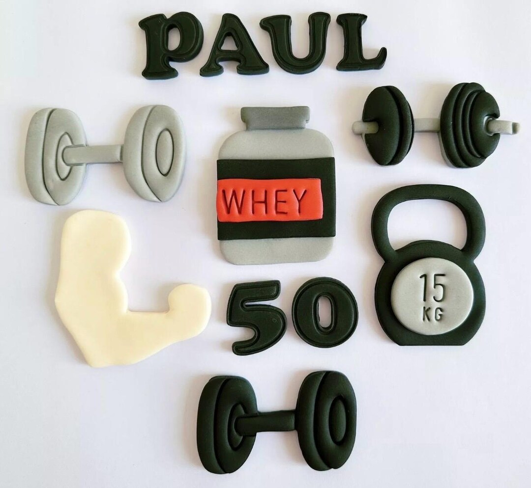 Gym Themed Cake Toppers Edible Fondant - Etsy UK