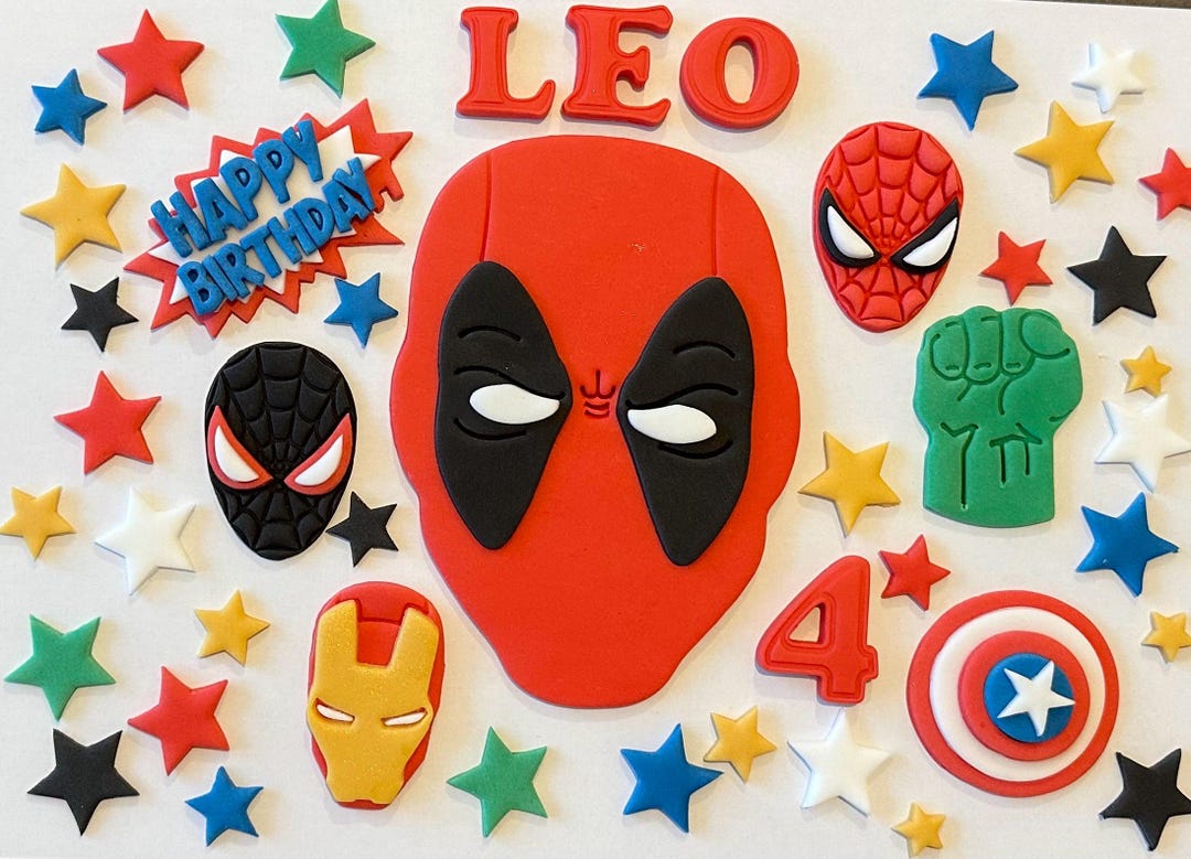 Deadpool Face Cake Toppers Edible Fondant - Etsy UK