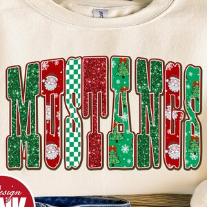 Mustangs Christmas PNG, Santa Mascot Sport Sublimation, Green Red ...
