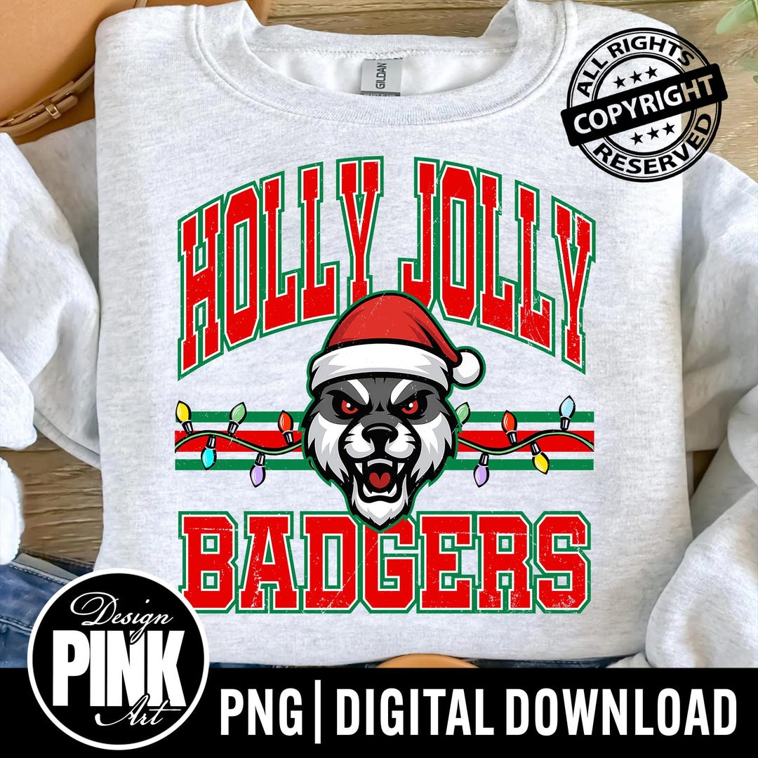Holly Jolly Badgers Christmas PNG | Varsity Mascot Sublimation ...