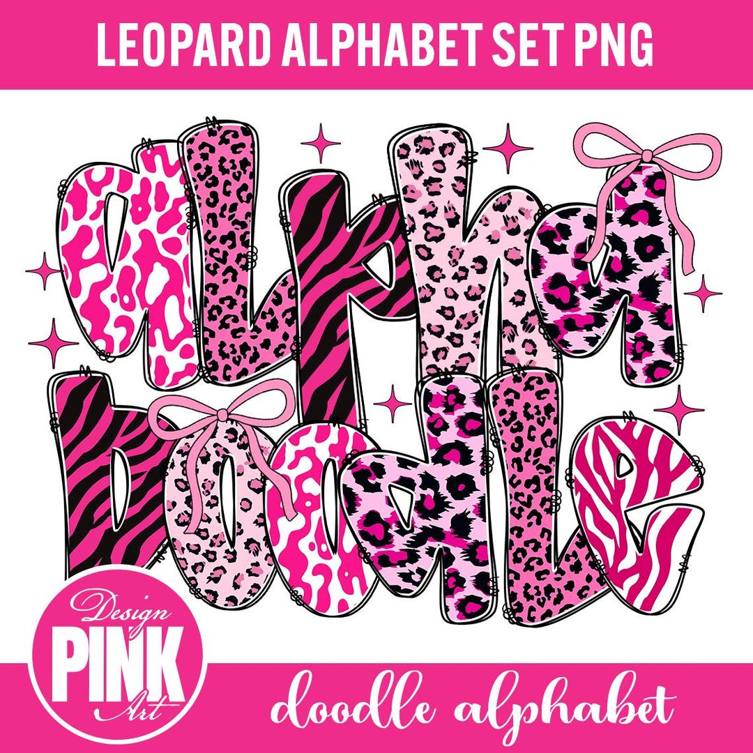 Leopard Print Alphabet Letters: Doodle Font PNG Bundle (digital ...
