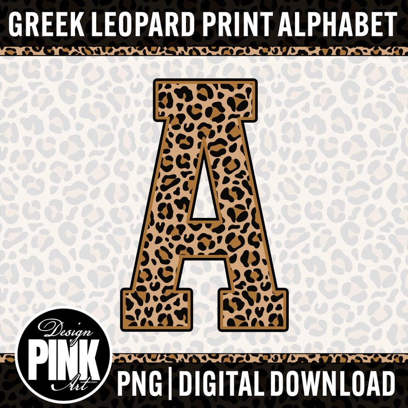 Greek Leopard Print Alphabet PNG, Sorority Leopard Letters, Greek ...