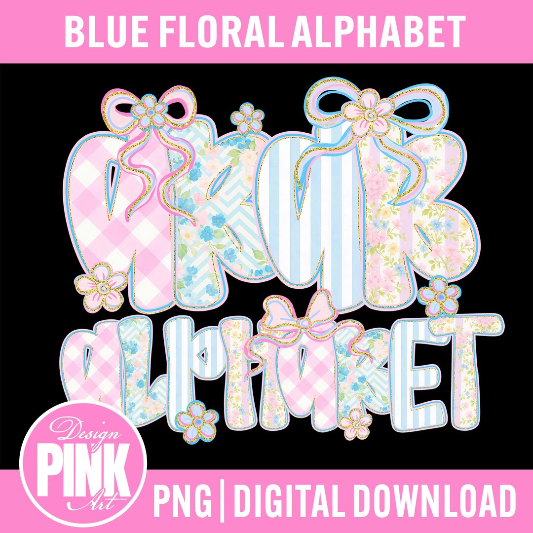 Blue Floral Lace Alphabet PNG: Shabby Chic Font Clipart (digital ...