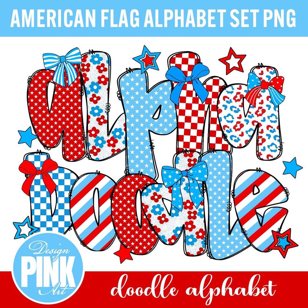 American Flag Alphabet PNG | Patriotic 4th of July Letter Set | Red ...