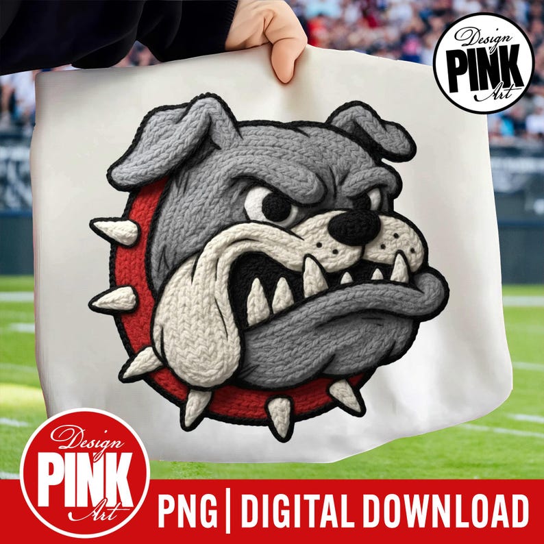 Crocheted Bulldog Mascot PNG | Knitted Team Spirit Sublimation | Game ...