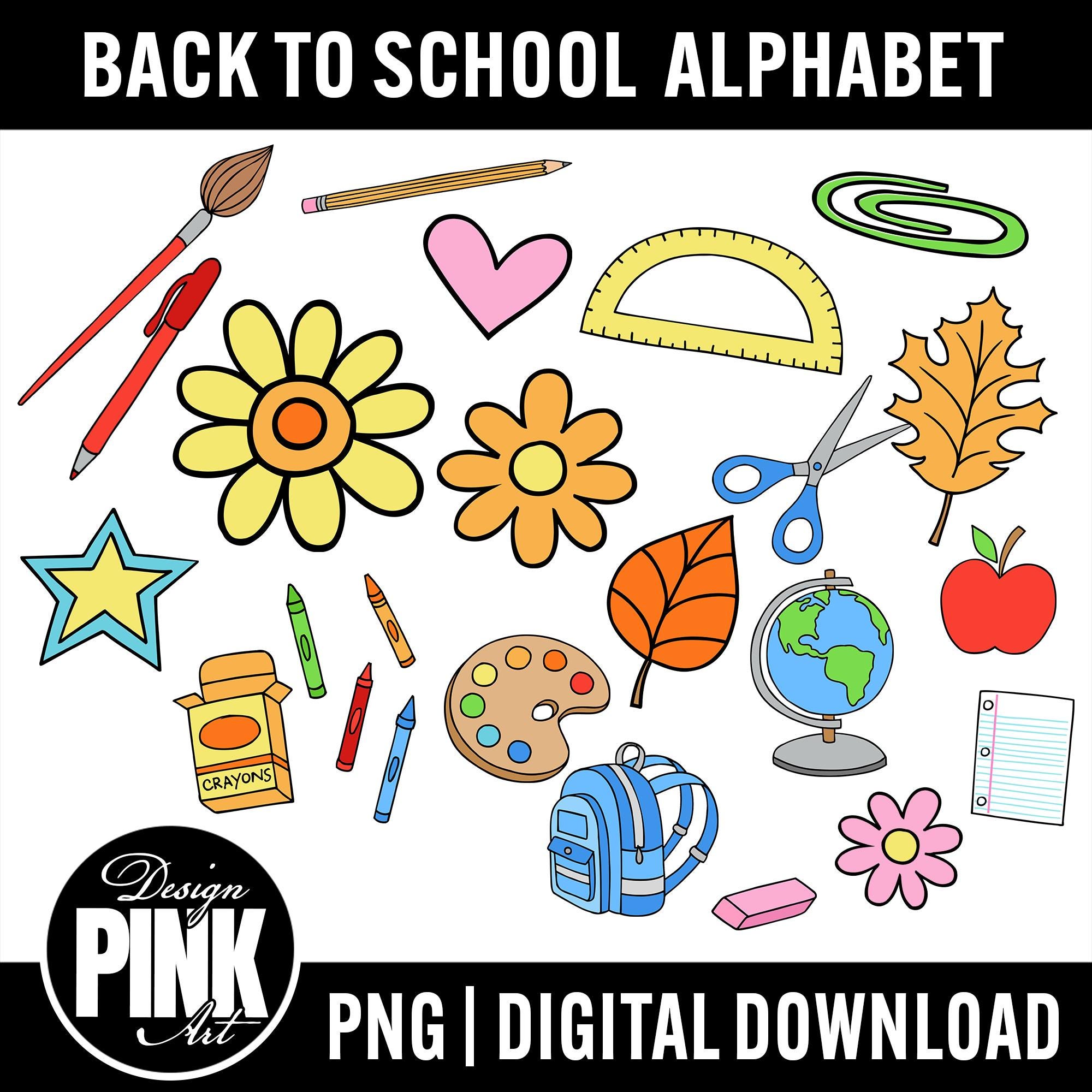 School Alphabet PNG, Back to School Letters Clipart, Classroom Decor ...