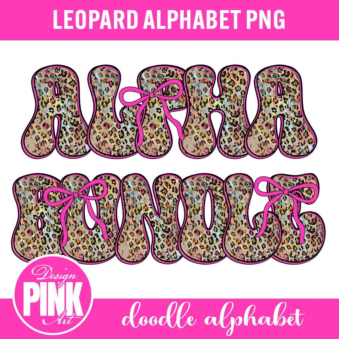 Leopard Doodle Letters Alphabet PNG Bundle, Alphabet Clipart - Etsy