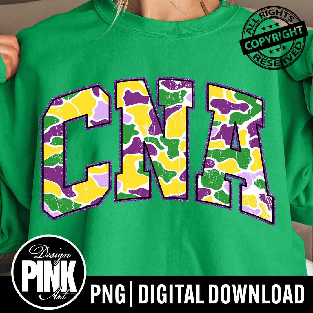 CNA Mardi Gras Png, Mardi Gras CNA Shirt Design, Purple Green Gold CNA ...