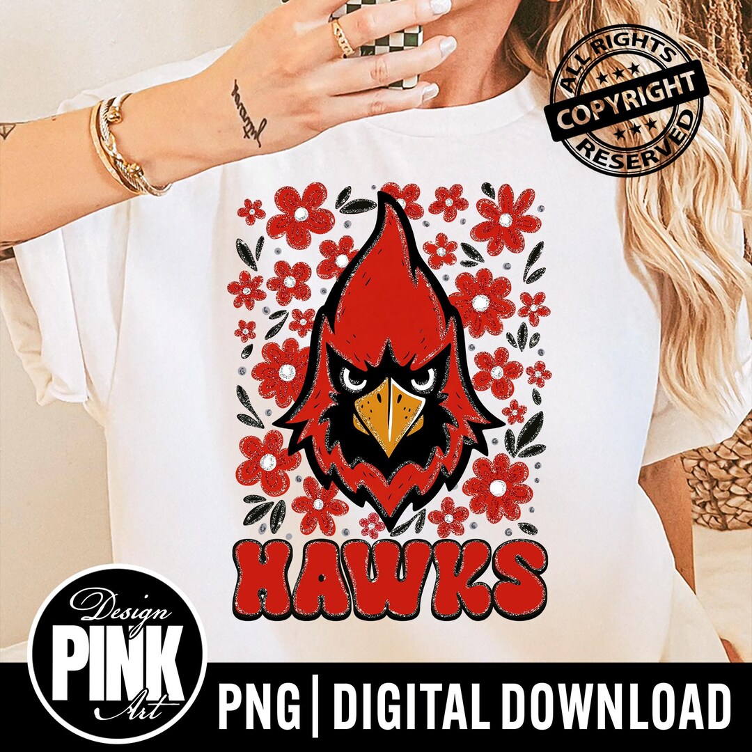 Groovy Hawks PNG | Retro Mascot Floral Sublimation | Flower Power T ...