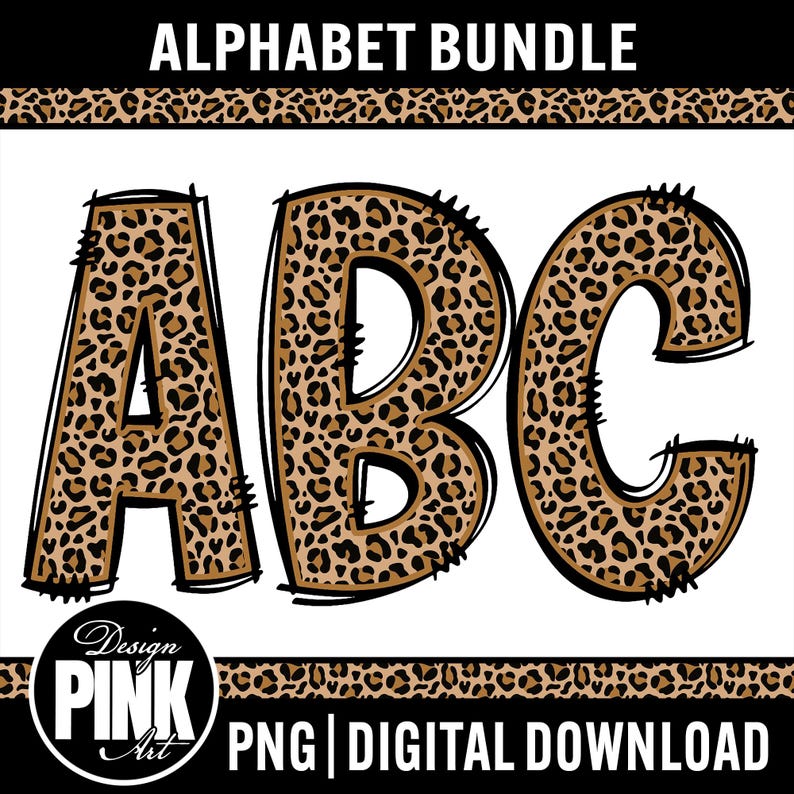 Leopard Print Alphabet Bundle PNG | Animal Print Font Letters ...