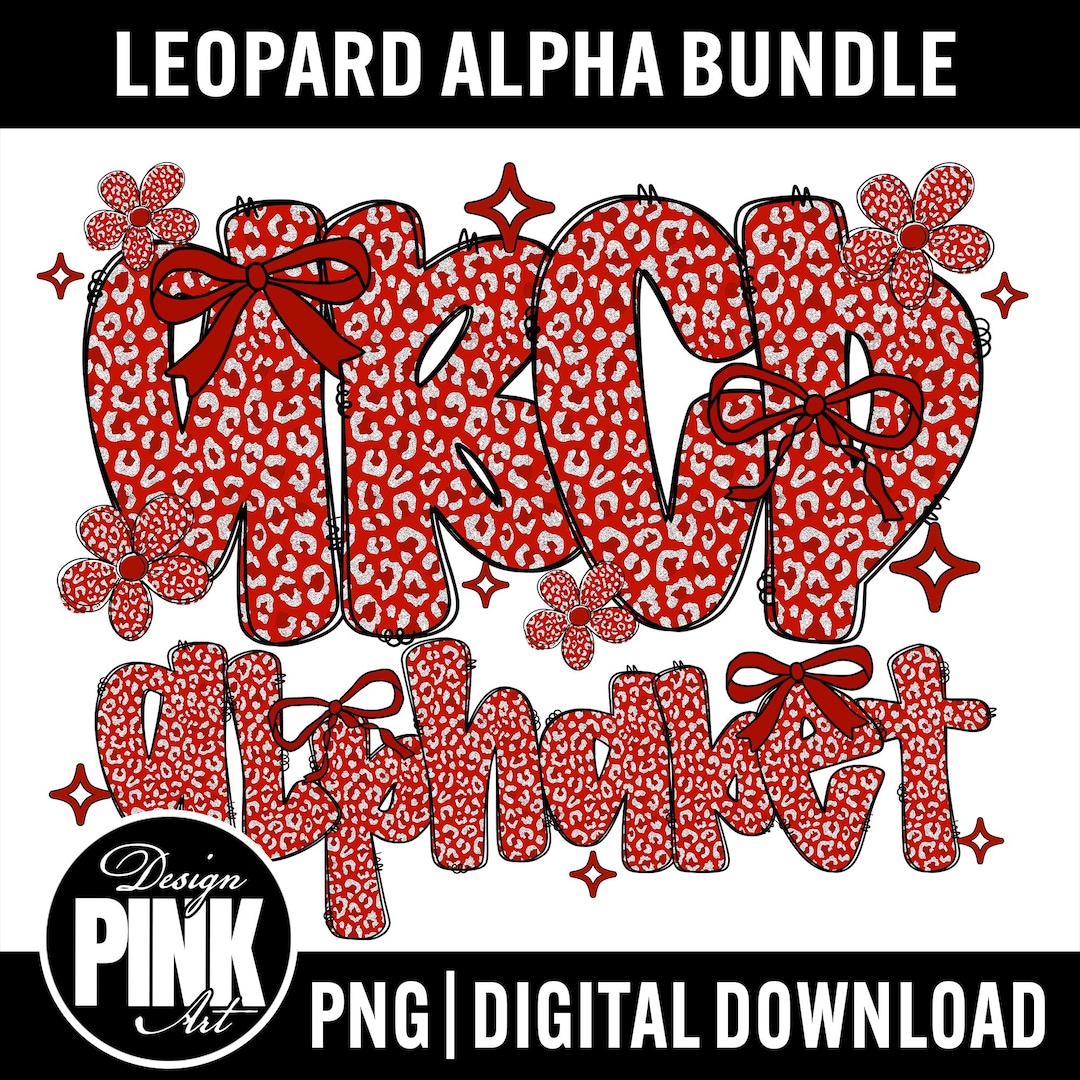 Red Leopard Print Font: Glitter Cheetah Letters, PNG (digital Download ...