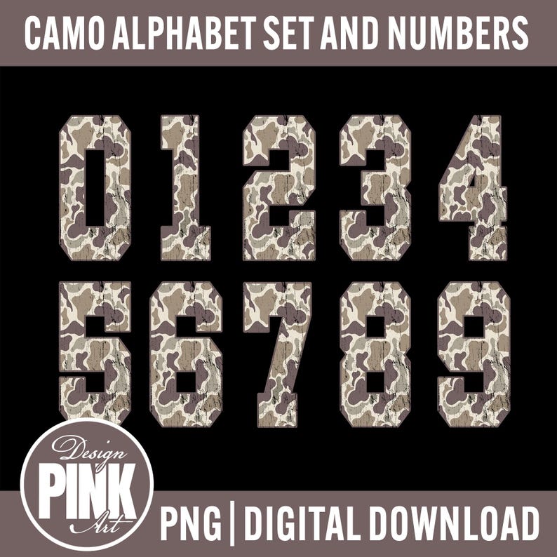 Camo Alphabet PNG - Digital Download, Camouflage Font, Sublimation ...