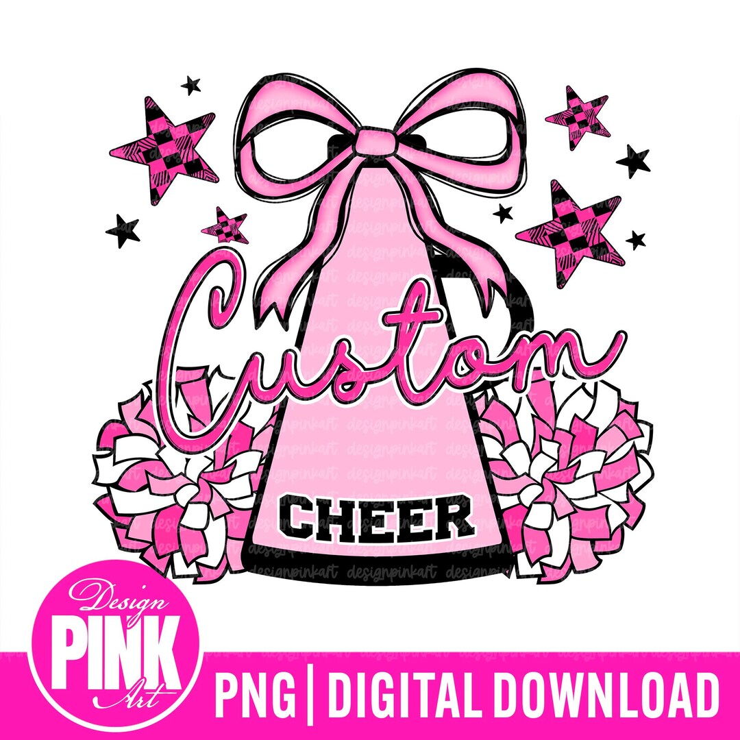 Cheerleading Pink Bow PNG: Custom Breast Cancer School Spirit Graphic ...
