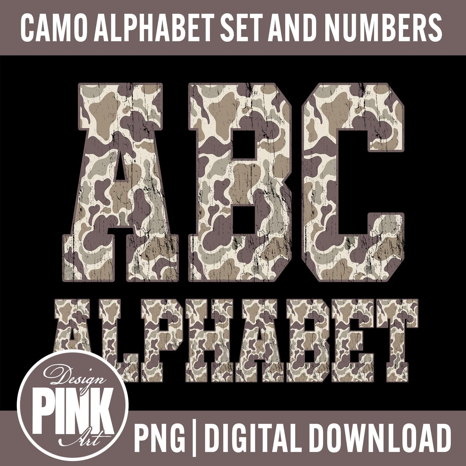 Camo Alphabet PNG - Digital Download, Camouflage Font, Sublimation ...