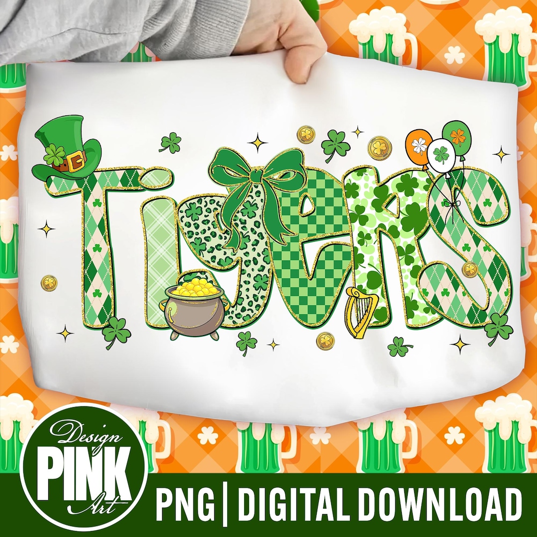 Tigers St Patrick’s Day PNG, Tigers Shamrock School Spirit Design ...