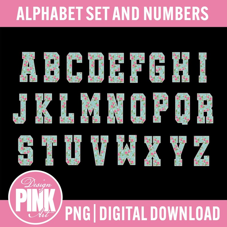 Floral Varsity Alphabet PNG, Coquette Pearl Bow Letters and Numbers ...