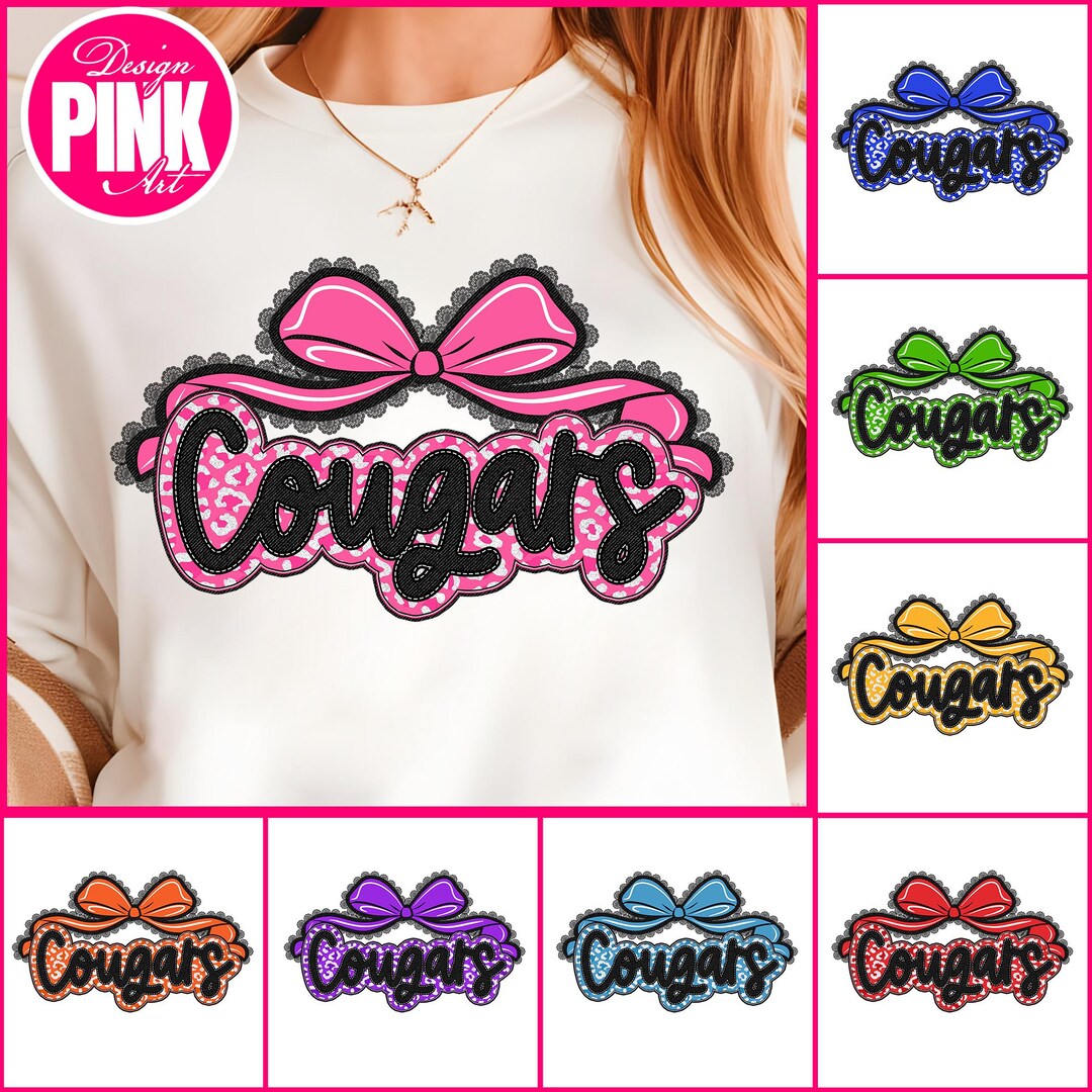 Cougars PNG Bundle: Leopard Print Lettering, Team Spirit (digital ...