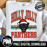 Panthers Christmas Rhinestone PNG, Panthers Mascot Holiday PNG ...