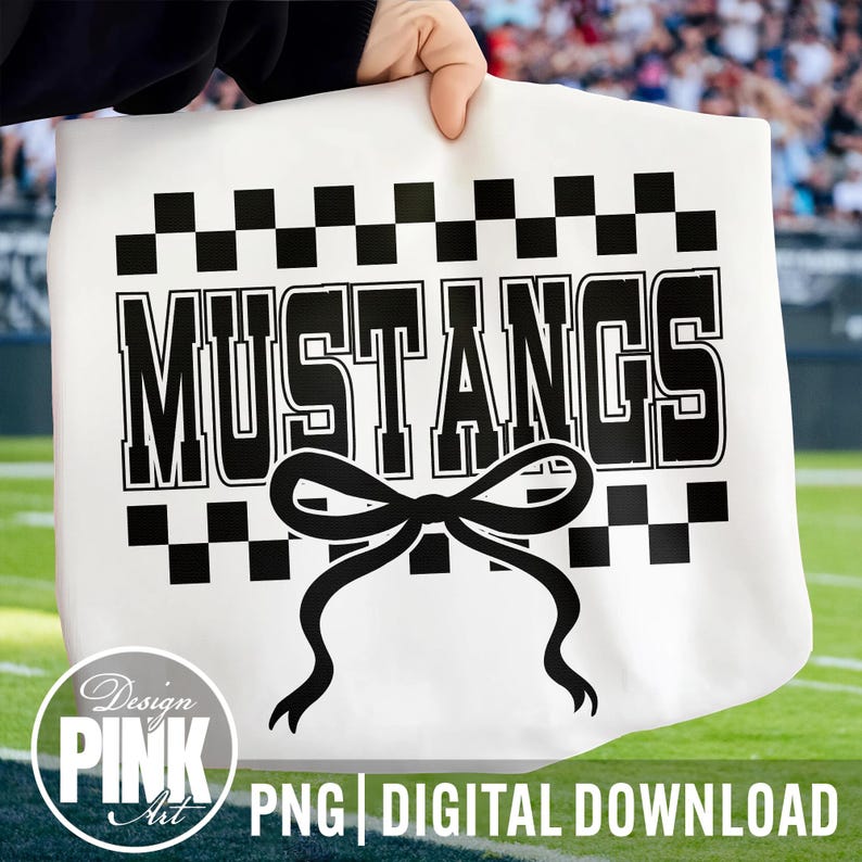 Mustangs Bow Coquette, Checkered Cheer Png, Cheerleader Shirt Design ...