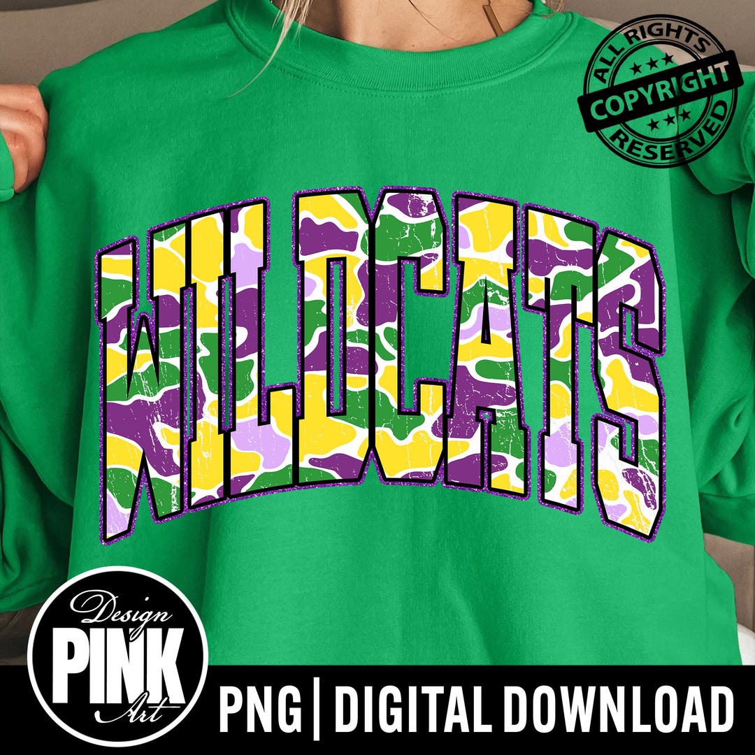 Wildcats Camo PNG | Mardi Gras School Spirit Sublimation Design ...