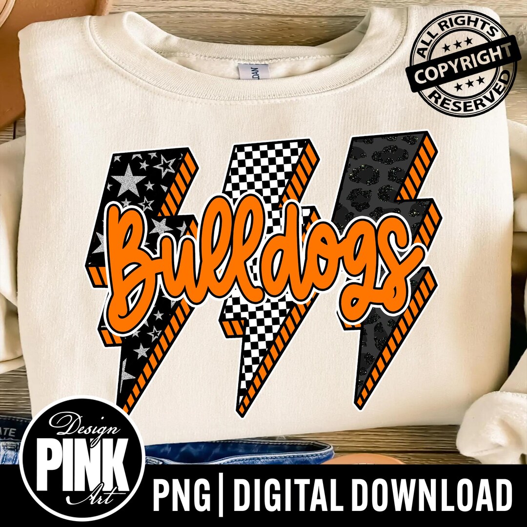Bulldogs Lightning Bolt PNG: Leopard & Checkerboard Print (digital ...