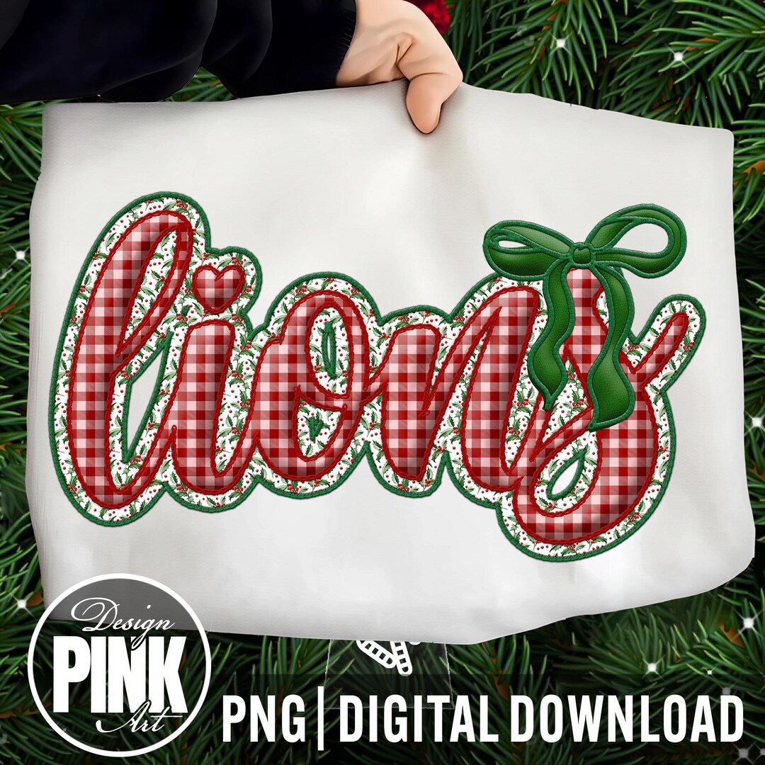 Lions Christmas Script PNG | Red Plaid Gingham Sublimation Design ...