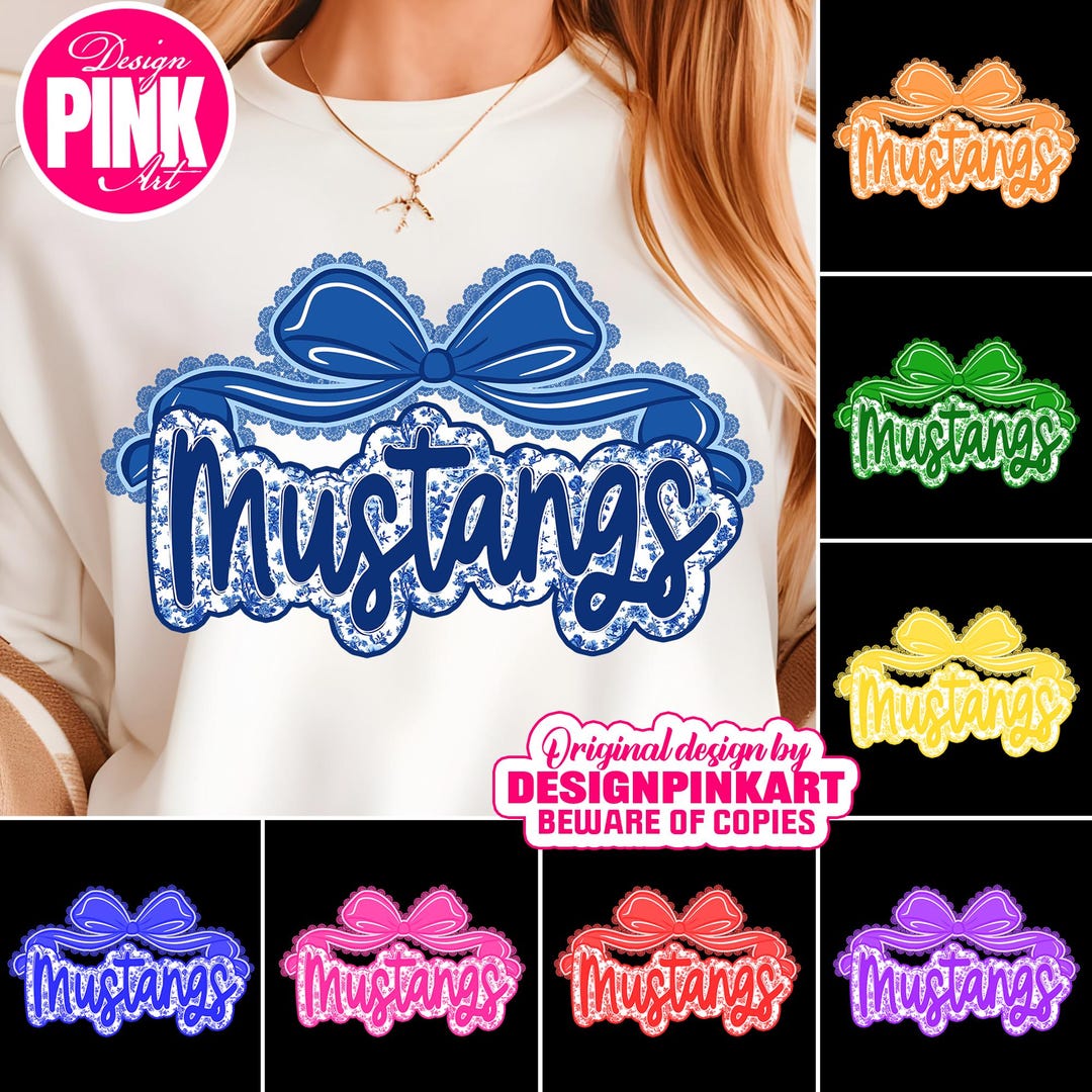 Mustangs PNG: School Spirit Graphic With Bow (digital Download) - Etsy