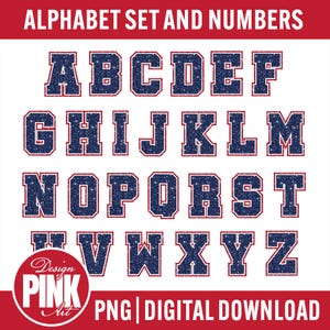 Varsity Alphabet Set PNG, Glitter College Letters & Numbers, Sports ...