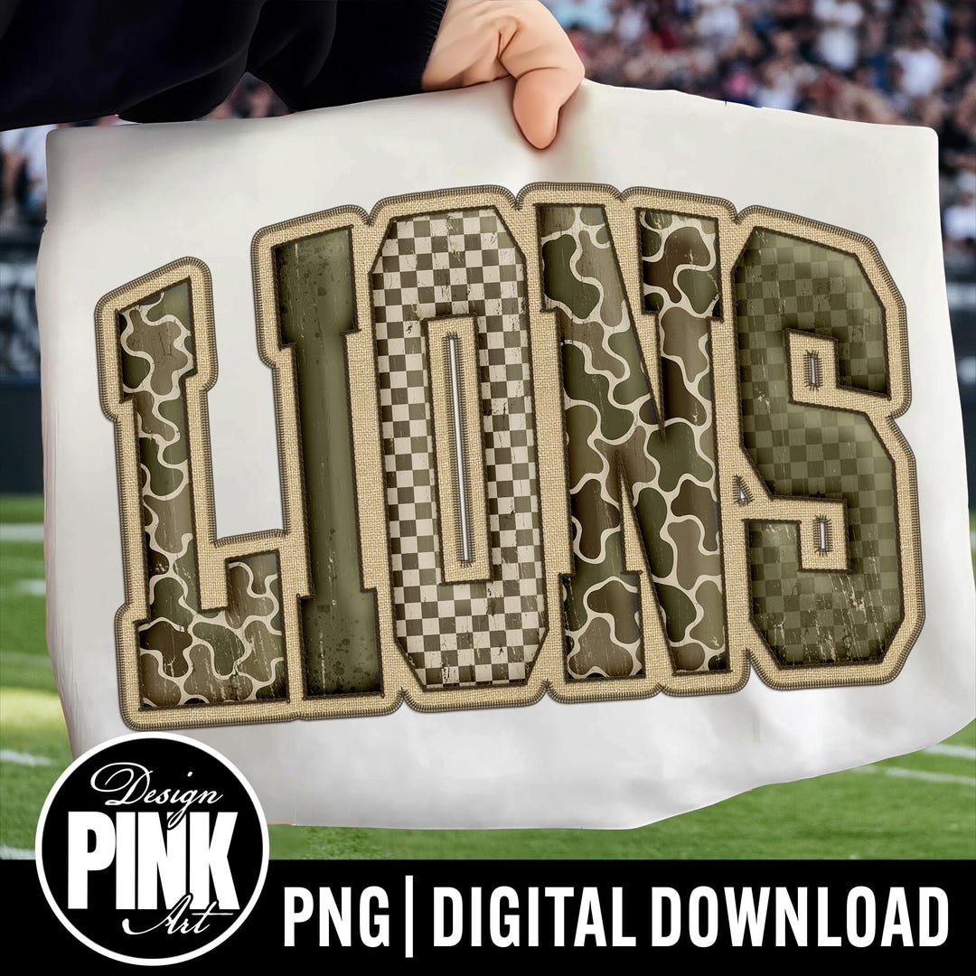 Lions Camo PNG, Camo Checkerboard, Varsity Font, Game Day, Camouflage ...