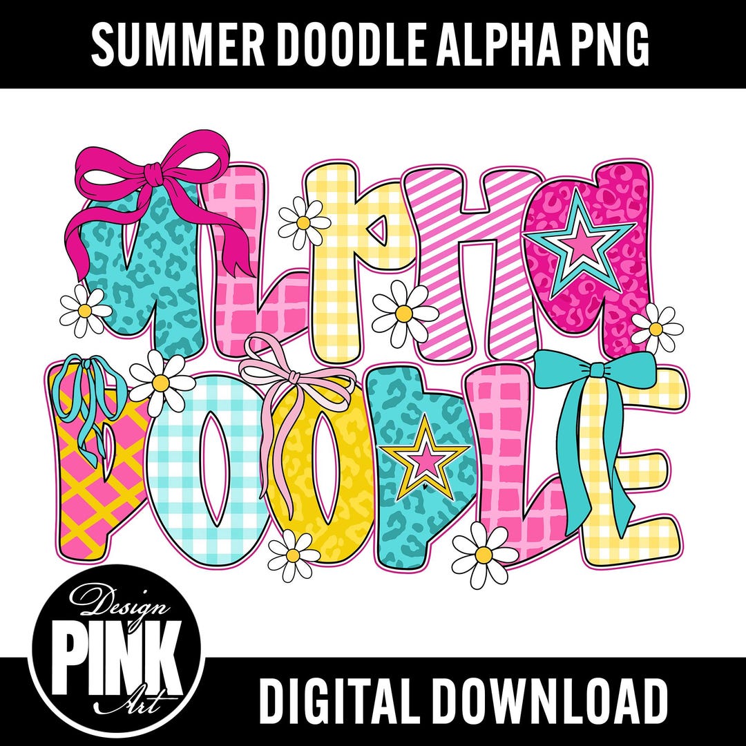 Summer Doodle Alpha PNG: Leopard Print Alphabet, Checkered Letters ...