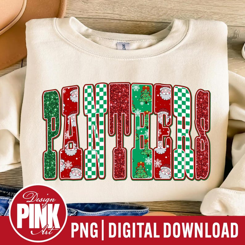 Panthers Christmas PNG, Santa Mascot Sport Sublimation, Green Red ...