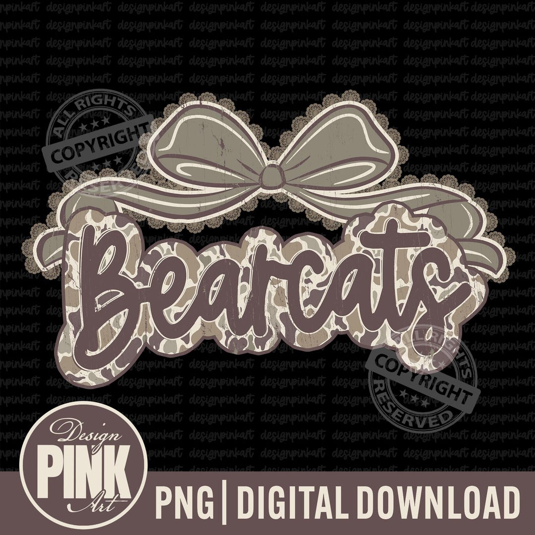 Bearcats Bow Camo PNG: Distressed Team Mascot, School Spirit (digital ...