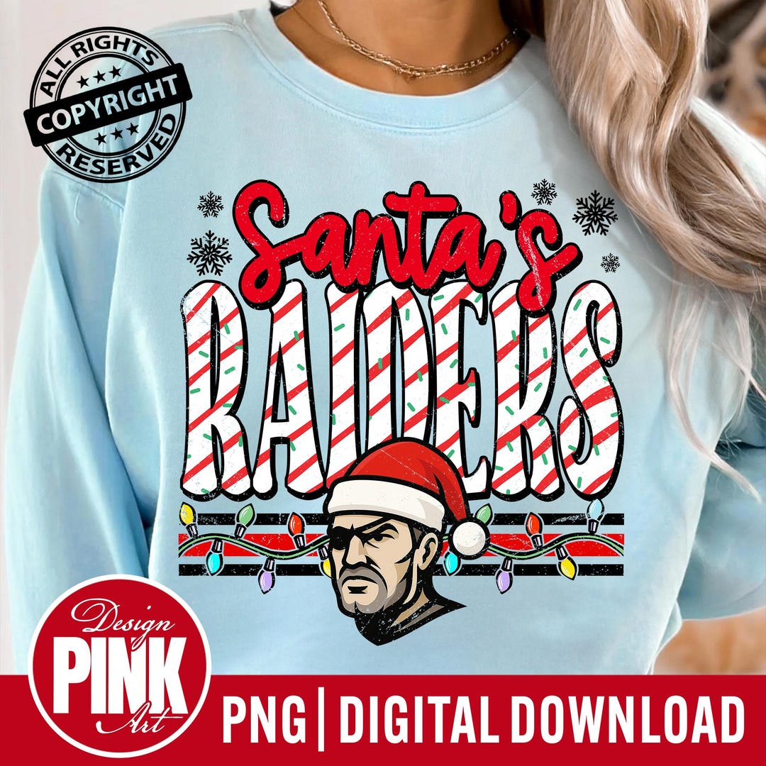 Santa's Raiders Candy Cane PNG | Distressed Mascot Sublimation ...