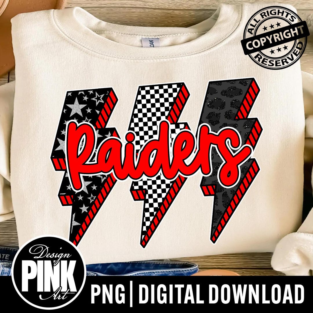 Raiders Lightning Bolt PNG: Leopard & Checkerboard Print (digital ...