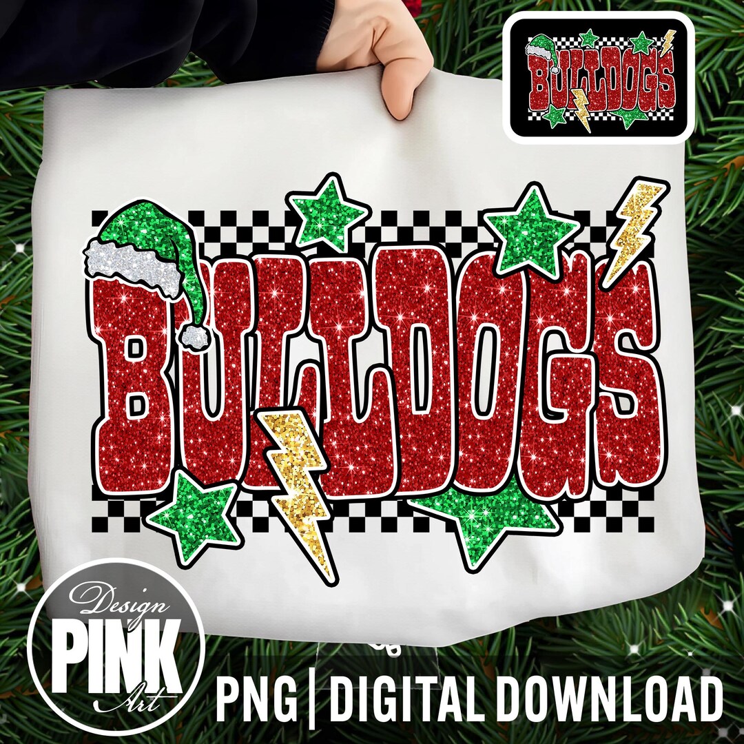 Bulldogs Christmas Glitter PNG | Game Day Lightning Bolt Sublimation ...