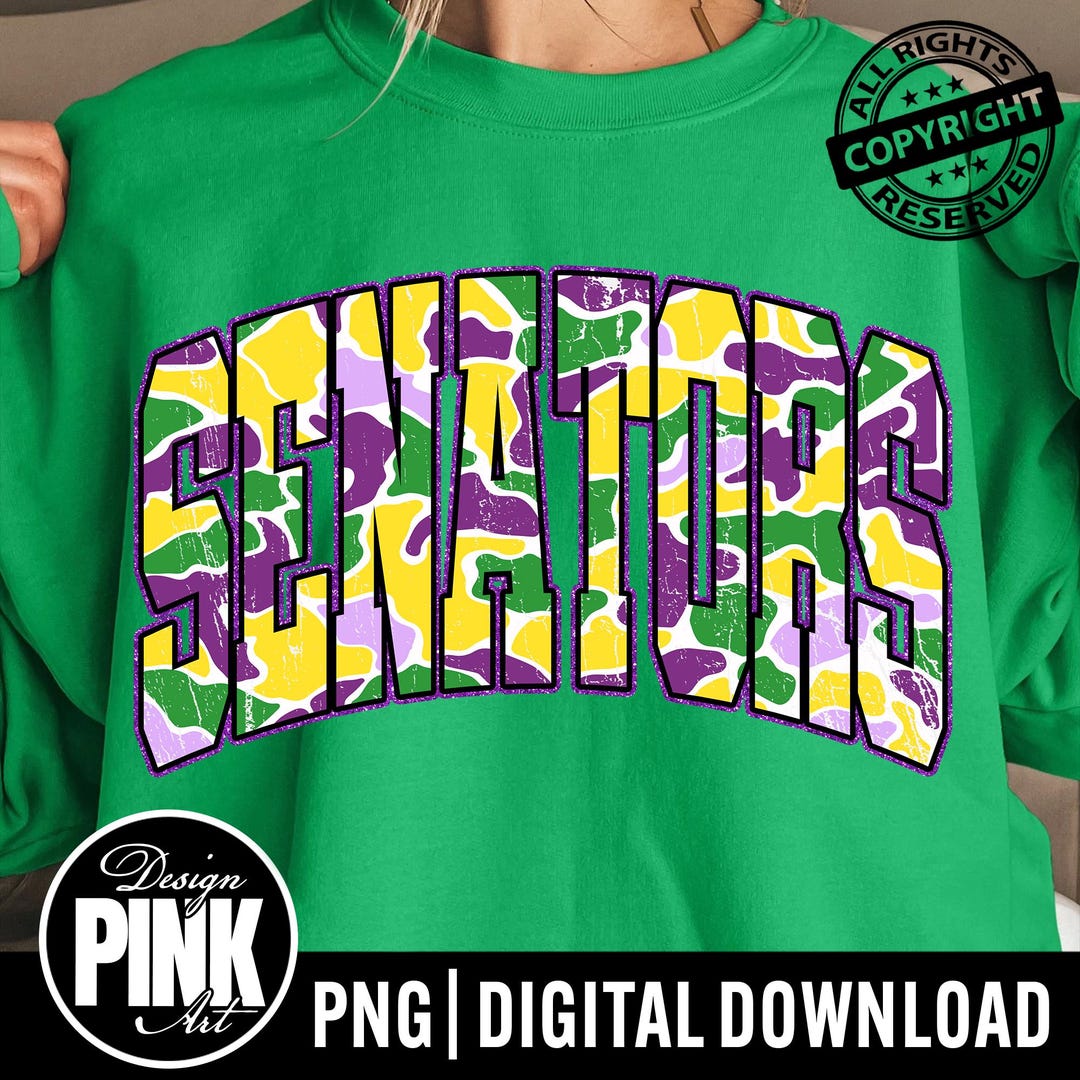 Senators Mardi Gras Camo PNG | School Spirit Sublimation Design ...